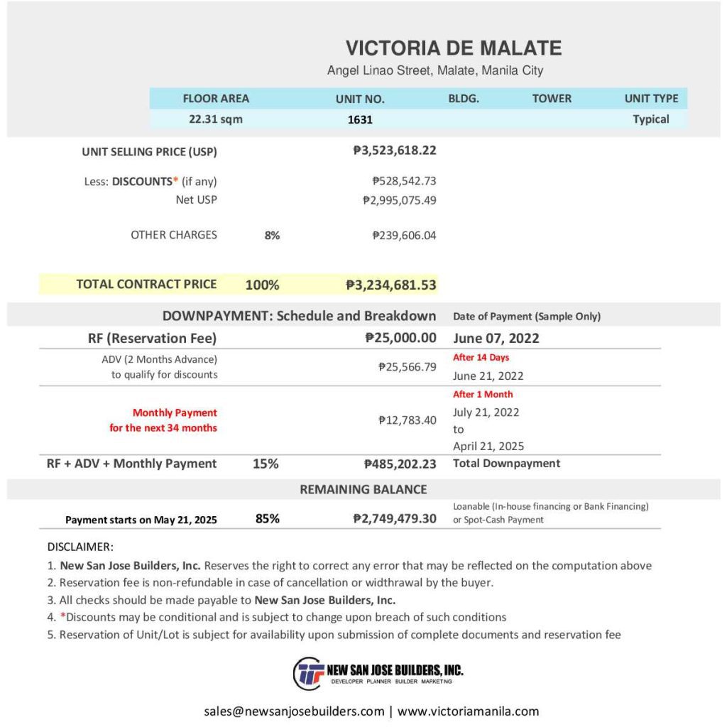 Victoria de Malate - Computation - Victoria Condos